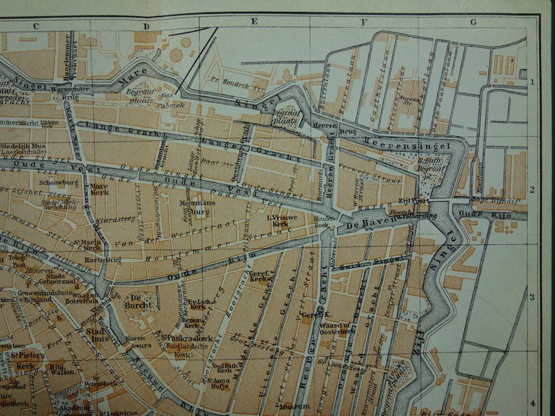 LEIDEN Old Map of Leiden 1910 Original Antique Map About Leiden Zuid ...