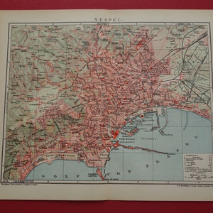 1906 Naples Old Map of Naples Italy Original Antique City Plan About ...
