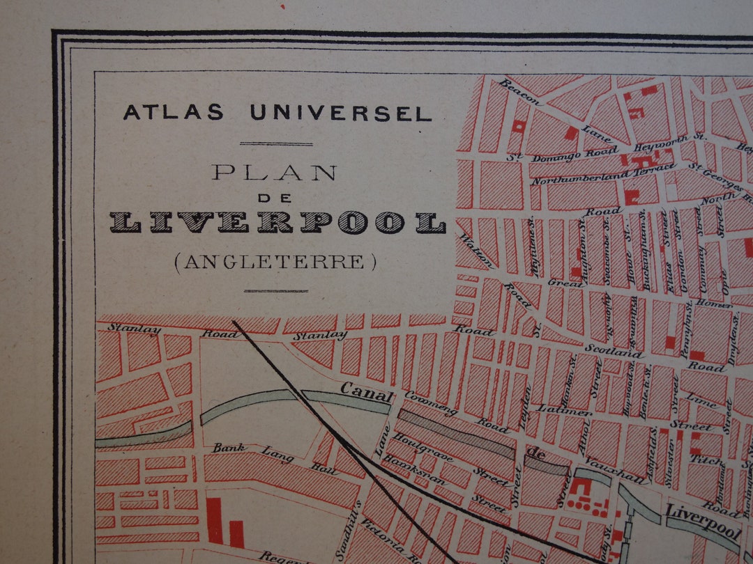 LIVERPOOL Old Map of Liverpool 1877 Original Antique City Plan - Etsy