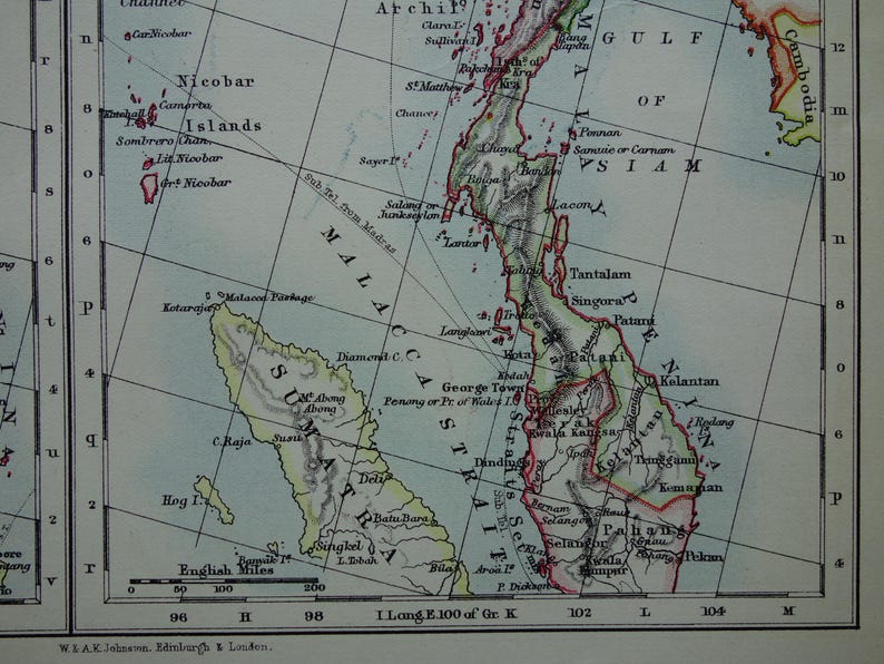 Myanmar Sri Lanka English Map of Burma Ceylon and Malay Peninsula ...