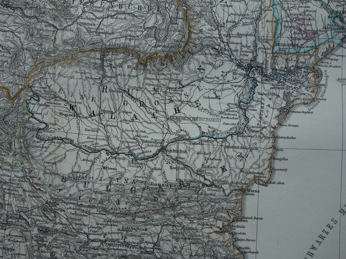 BALKANS Old Map of European Turkey in 1877 Original Large Antique Print ...