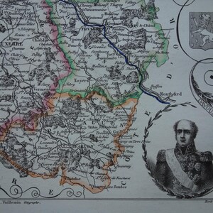1856 YONNE Old Map of Yonne France Original Antique Print About Auxerre ...