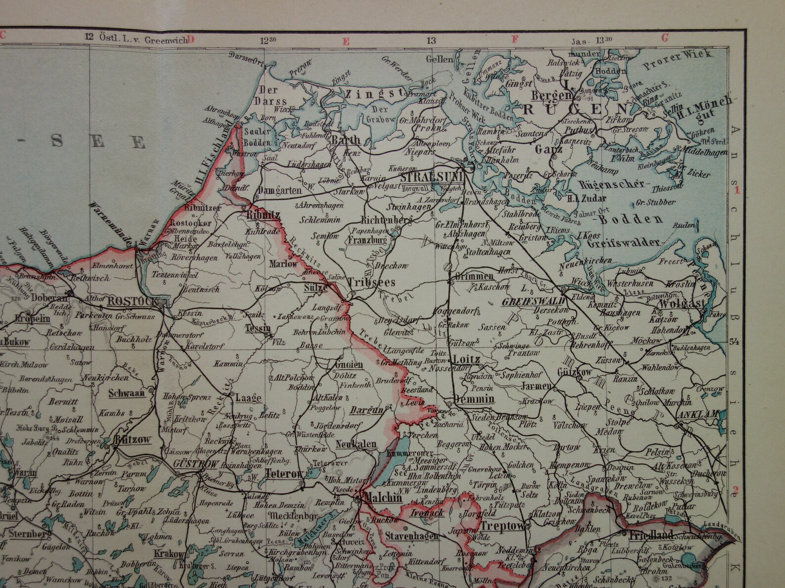 Old Map of MECKLENBURG Germany 1913 Original Antique Print | Etsy
