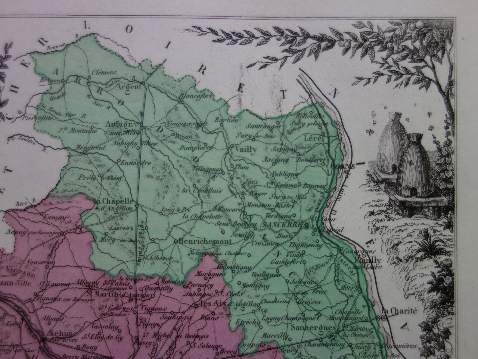 CHER Old Map of Cher Department France 1874 Original Antique | Etsy