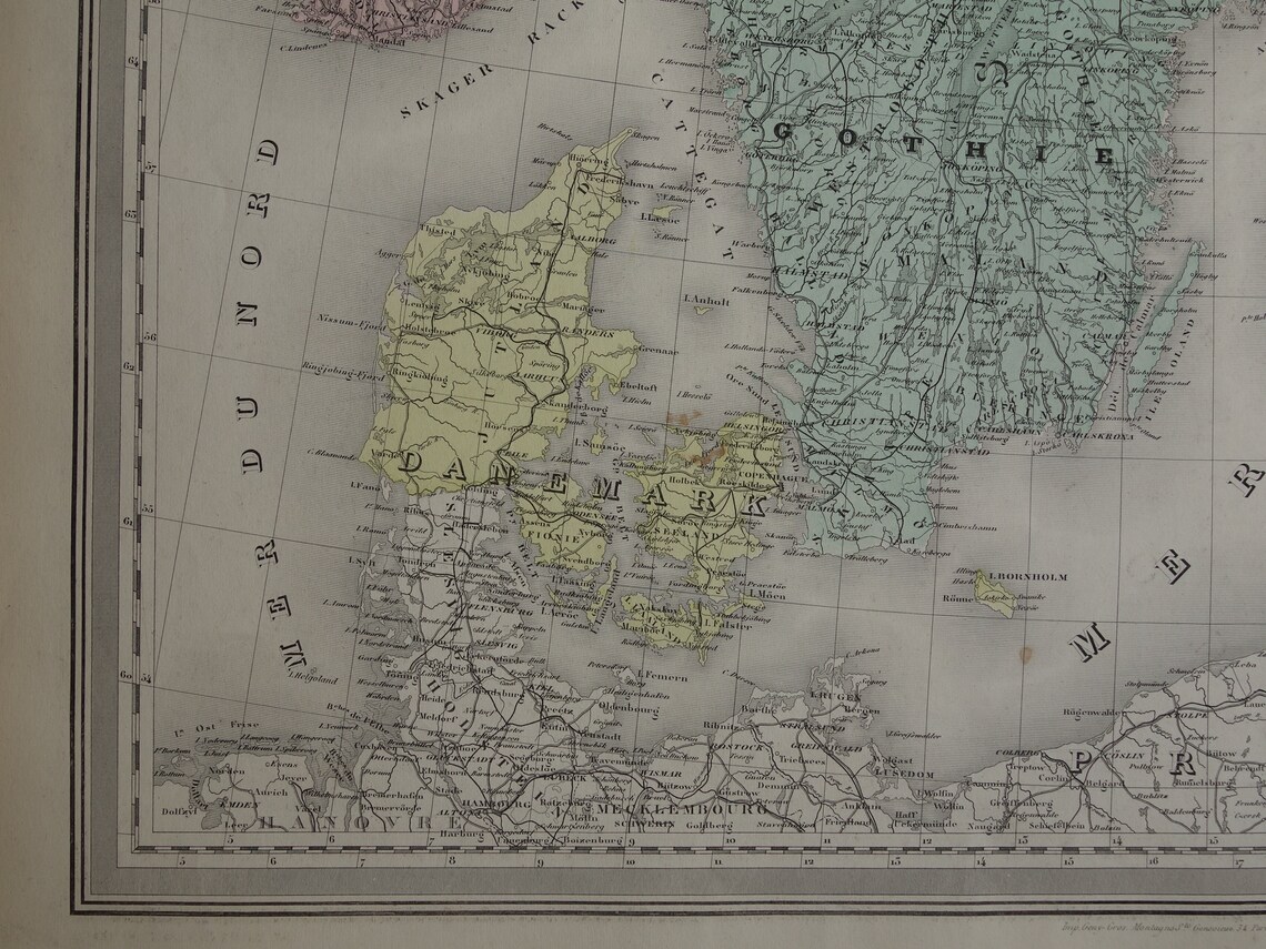 NORWAY Old Map LARGE Original Antique Maps About Sweden and - Etsy