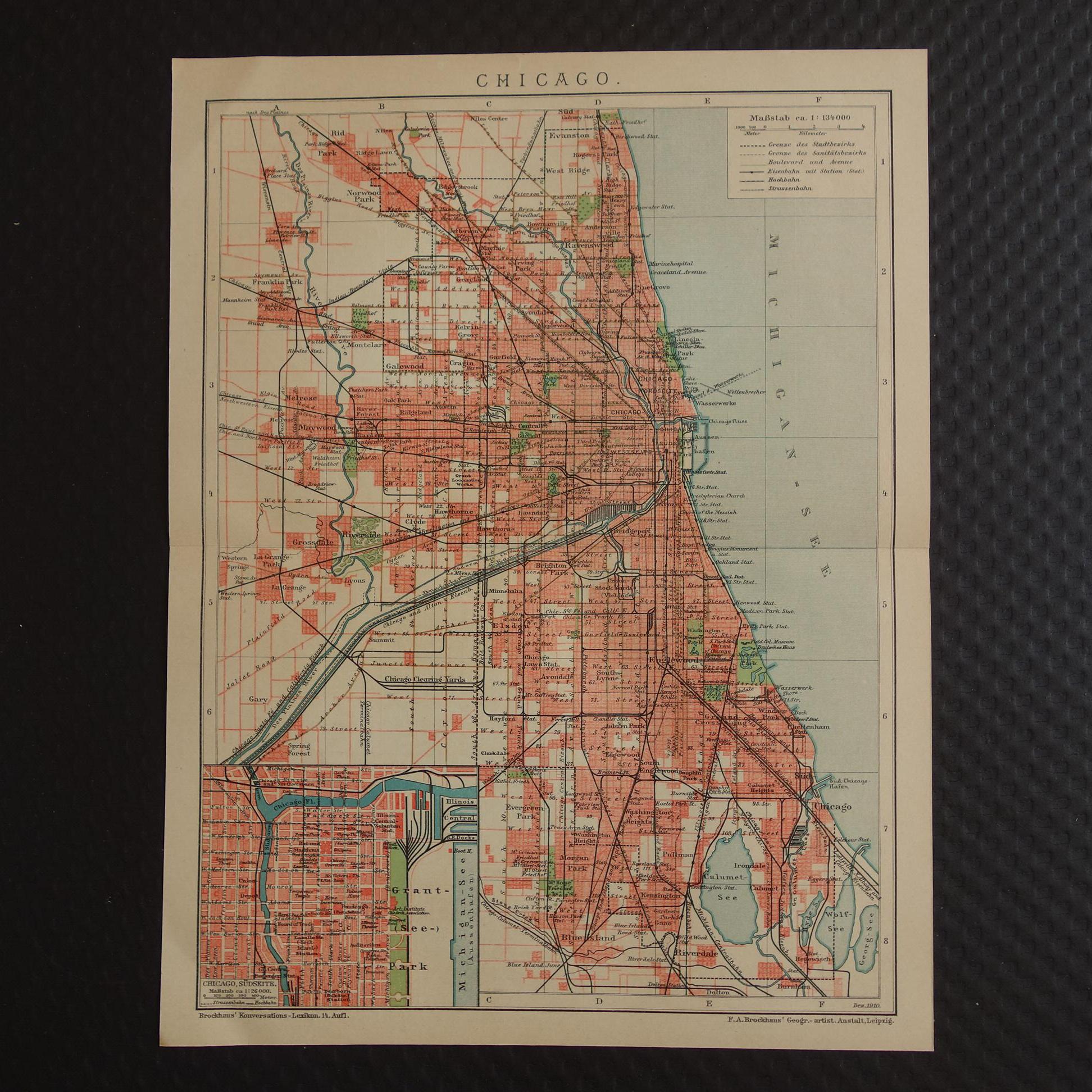 CHICAGO Old Map of Chicago Original Antique City Plan About Chicago ...