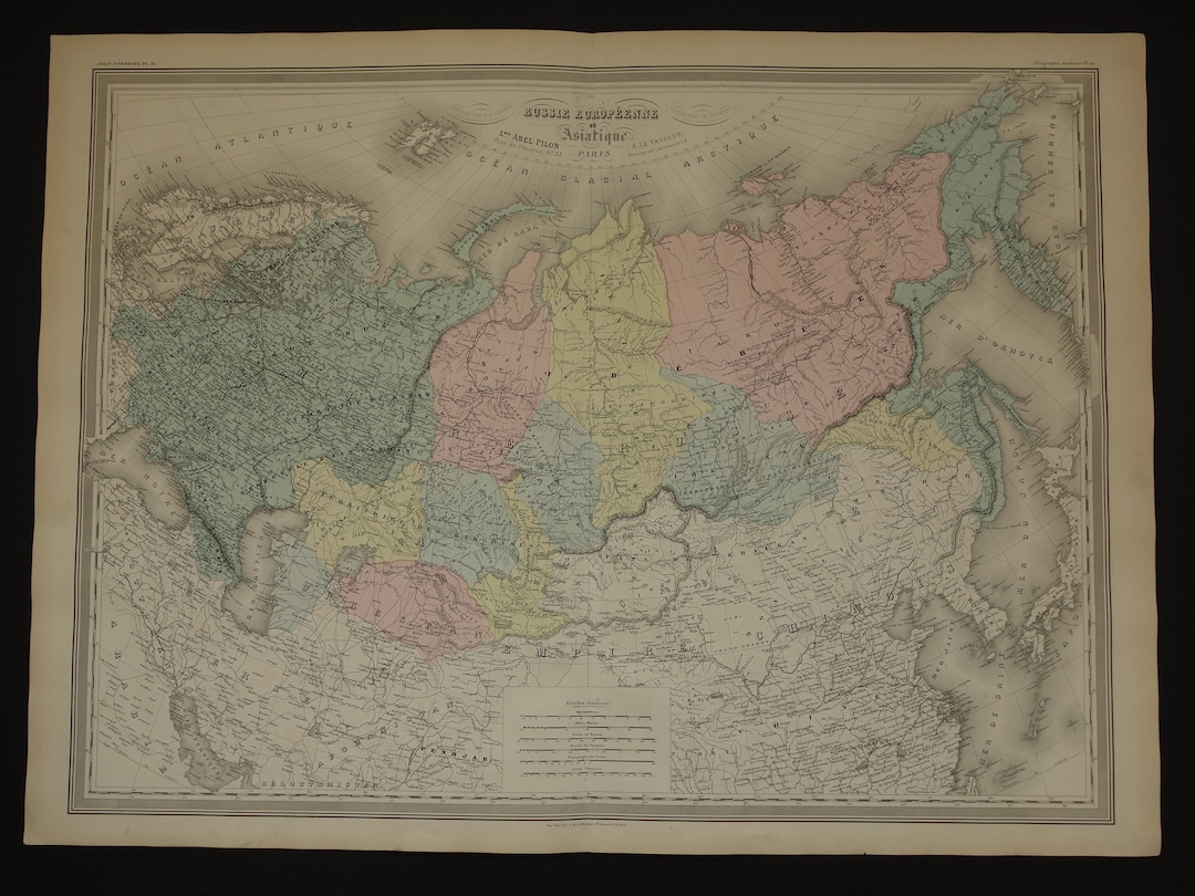 Old Map of Russia 1880 Original Antique Poster of Russian - Etsy
