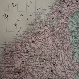 NORWAY Old Map LARGE Original Antique Maps About Sweden and Norway 1880 ...