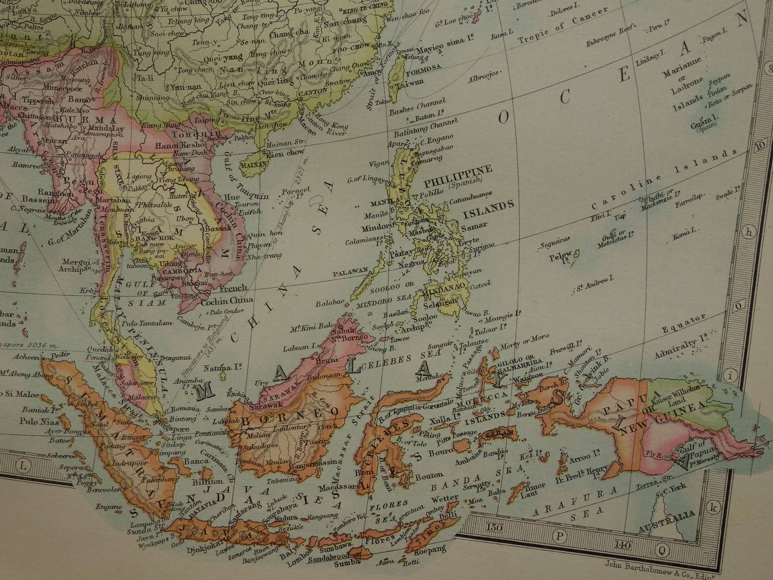 ASIA Old Map of Asia LARGE 1890 Original Antique English Print | Etsy