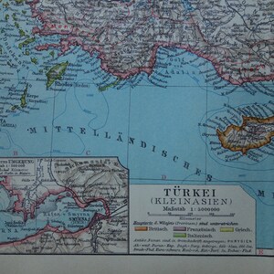 Old Map of Turkey 1928 Very Detailed Antique Map of Asia Minor Smyrna ...