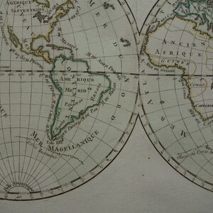 WORLDMAP Old Map of the World From 1761 Original French Large Antique ...