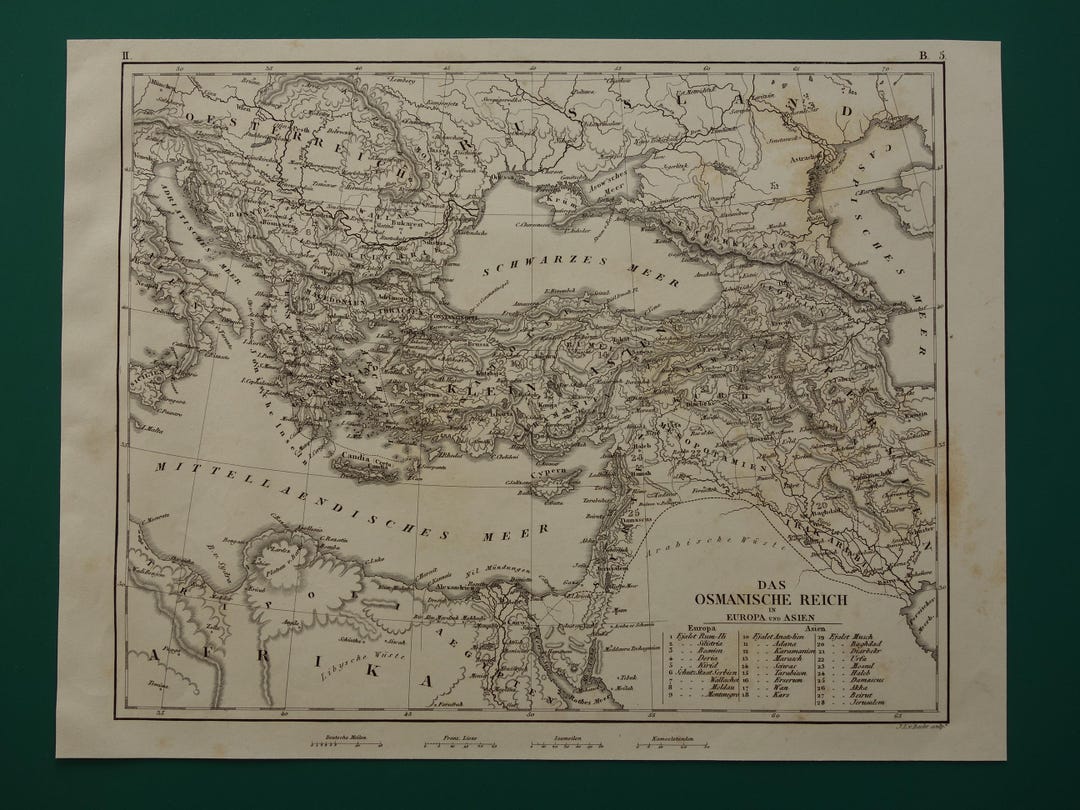 OSMAN EMPIRE Antique Map Original 175+ Years Old German Print Turkey ...