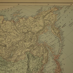 ASIA Old Map of Asia in 1890 LARGE Original Antique English Poster ...