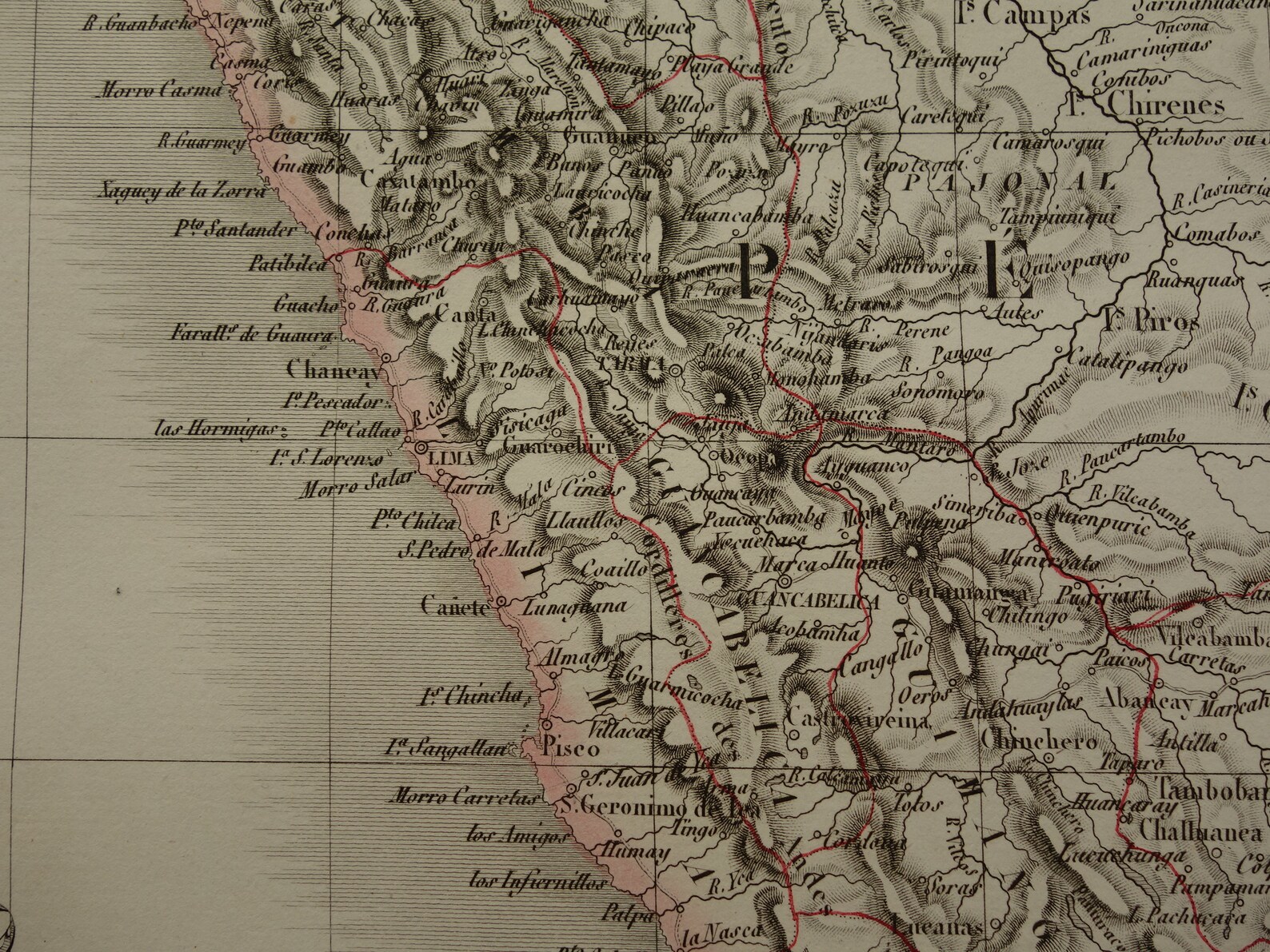 Old Map of Peru and Bolivia LARGE Original 1829 Antique French - Etsy