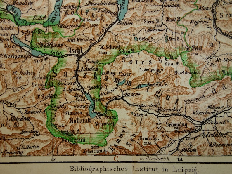 AUSTRIA Old Map of Austria 1905 Original Antique Print Poster - Etsy