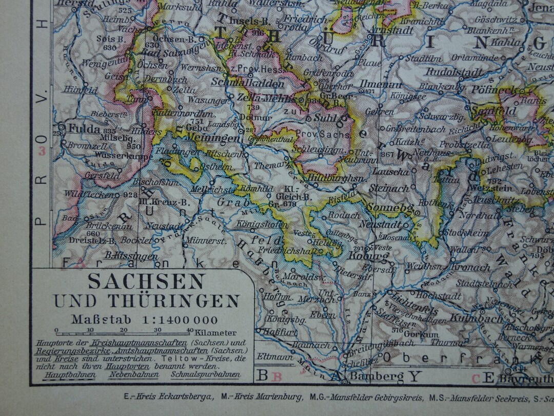 1928 Old Map of Saxony Germany Antique Vintage Print About Saksen ...