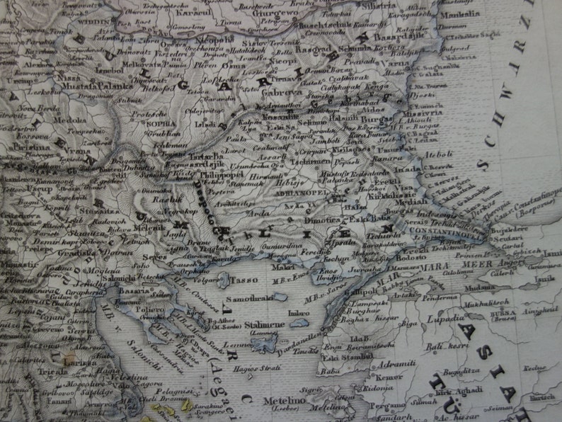 BALKANS Old Map of Balkans 1850 Original Antique Print/poster - Etsy