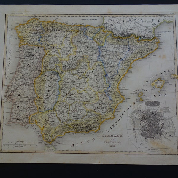 Detailed Map of Portugal - Etsy