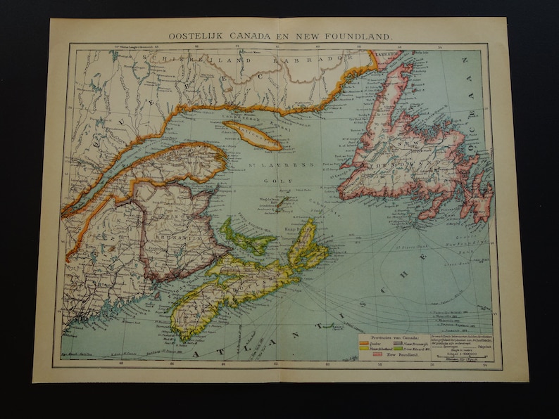 CANADA Antique Map of Eastern Canada Beautiful and Detailed | Etsy