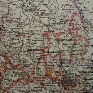 HANNOVER Old Map of Hanover Kingdom 1852 Original Antique German Print ...