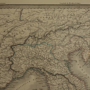 Old ITALY Map LARGE 1851 Original Antique Poster of Italy in Classical ...