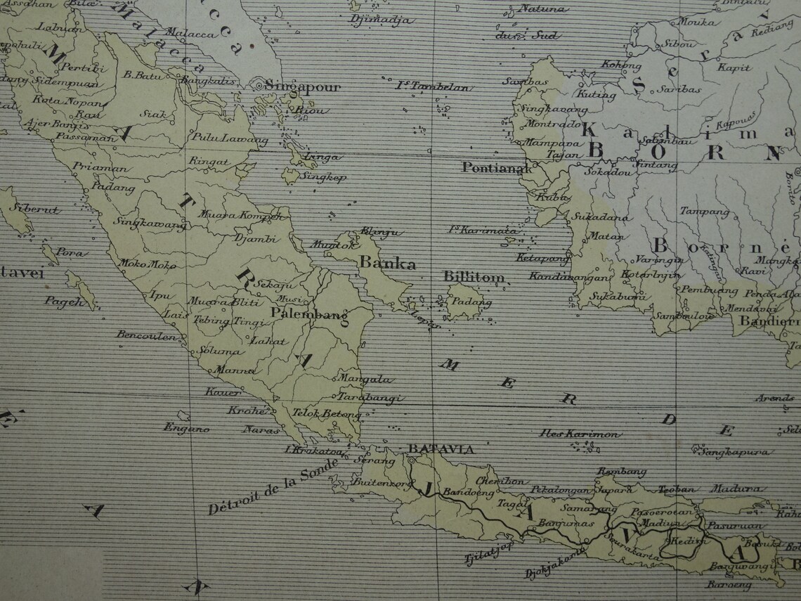INDONESIA Old Map of Sunda Archipelago 1896 Antique - Etsy