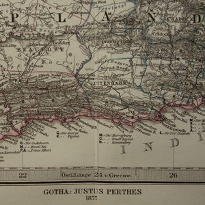 SOUTH AFRICA Map of Transvaal Republic LARGE 1877 Antique German Print ...