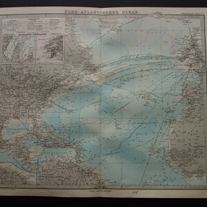 ATLANTIC Ocean Map 1886 Original Large Old Print of Sea Depth | Etsy