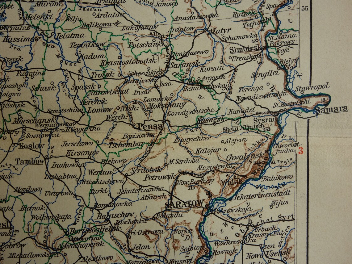 Antique Map of Russia 1913 Original 100 Years Old German Map - Etsy