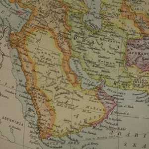 ASIA Old Map of Asia LARGE 1890 Original Antique English Print of Asian ...