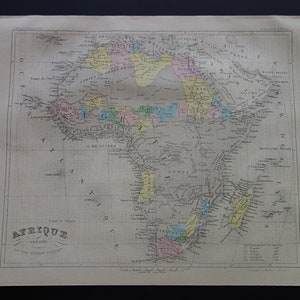 AFRICA Old Map of Africa in 1878 Original Antique Print About African ...