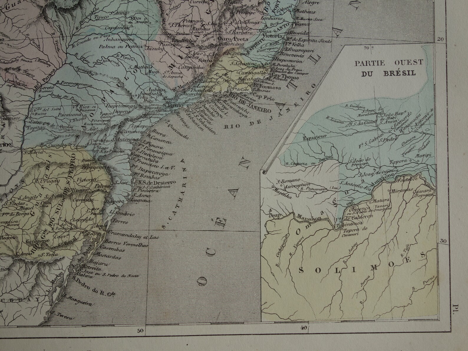BRAZIL Old Map of Brazil 1858 Original Antique French Hand - Etsy