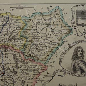 1856 CHARENTE Old Map of Charente Department - Original Hand-colored ...