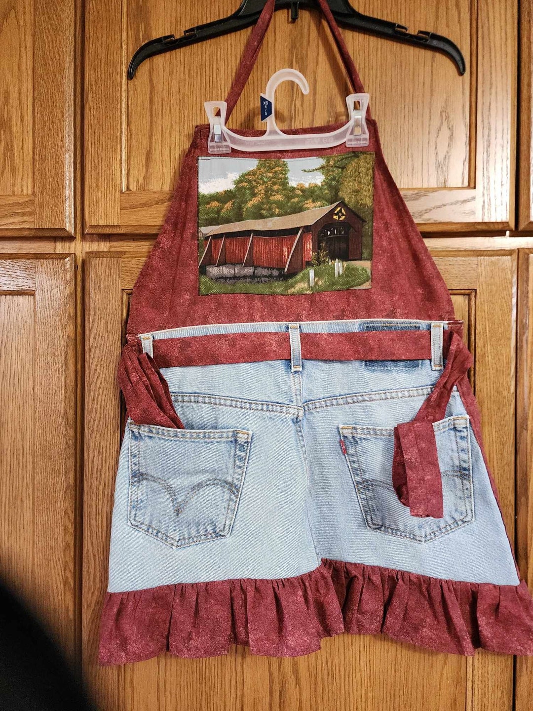 Red Covered Bridge Apron - Etsy