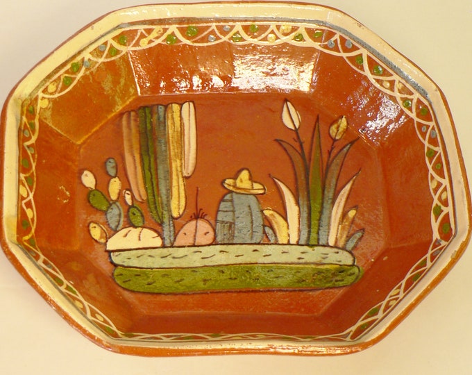 Vintage Mexican Terra Cotta Pottery Casserole, Mexican Hand Painted ...