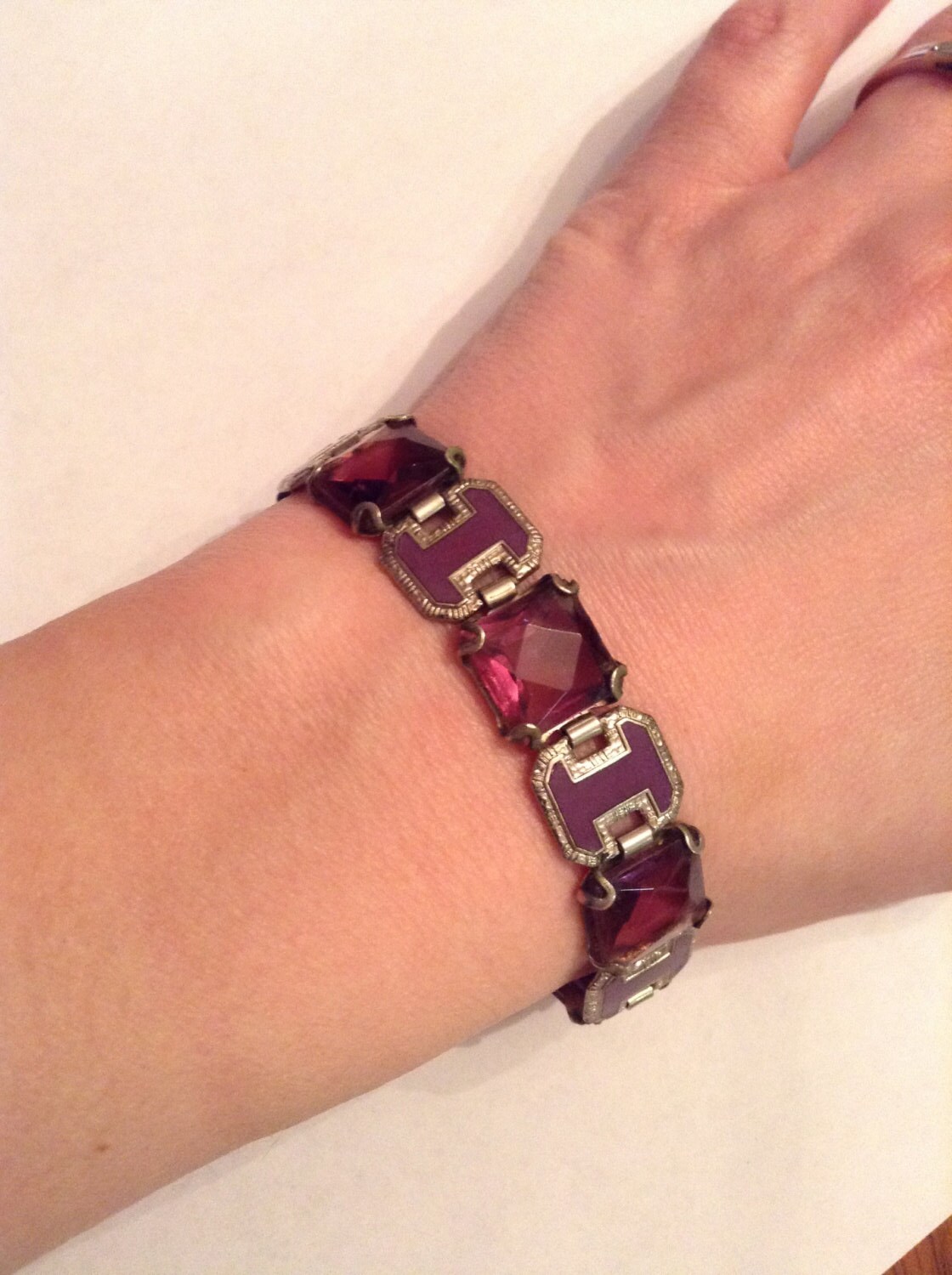 Bracelet Art Deco French Paste Lavender Glass and Enamel - Etsy