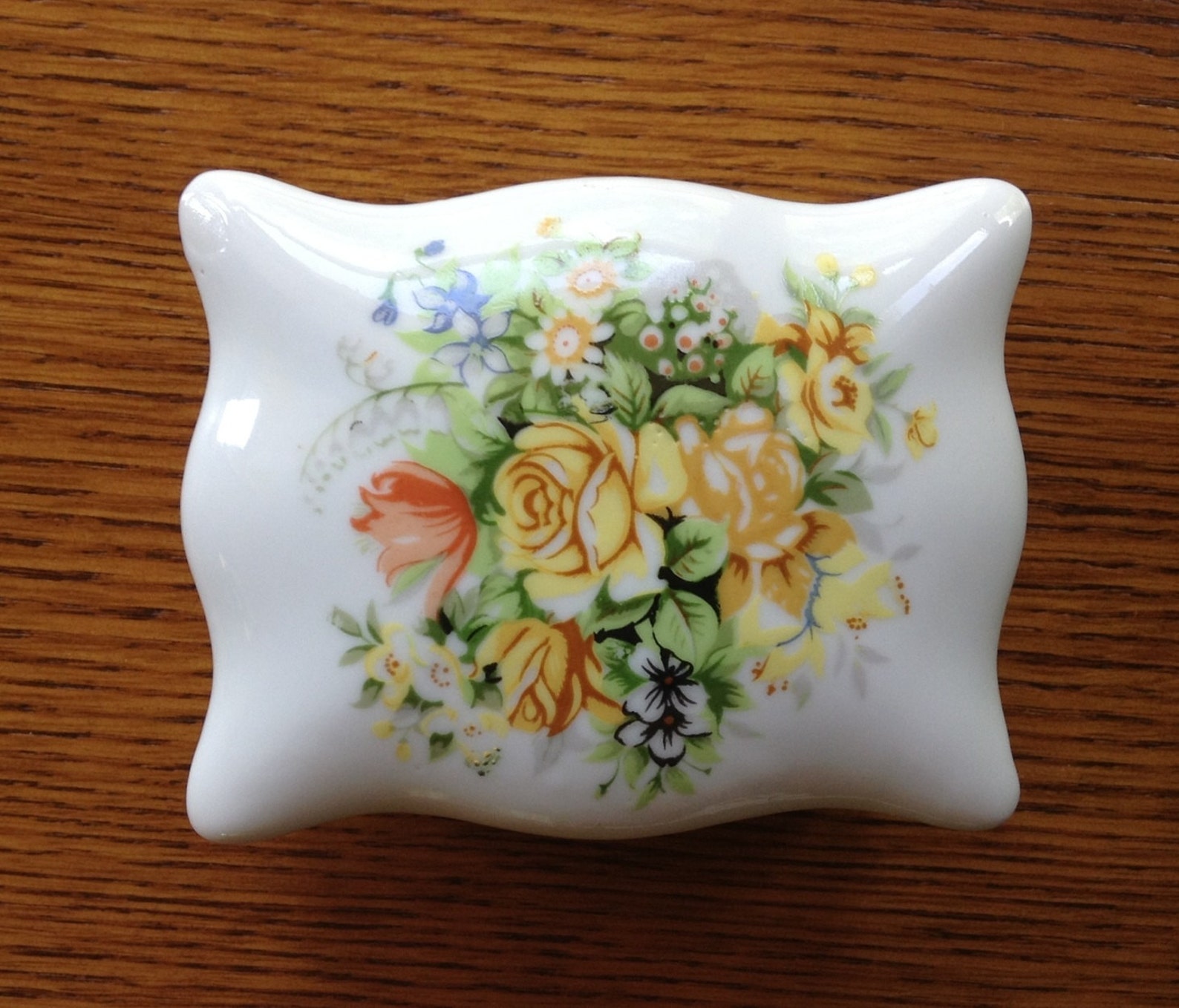 Vintage Floral Porcelain Trinket Box - Etsy