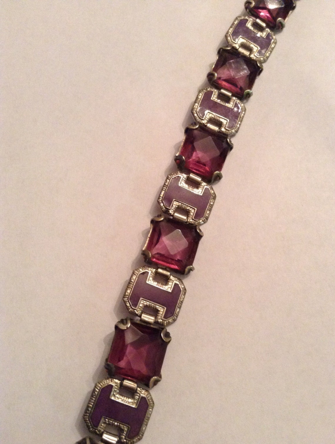 Bracelet Art Deco French Paste Lavender Glass and Enamel - Etsy