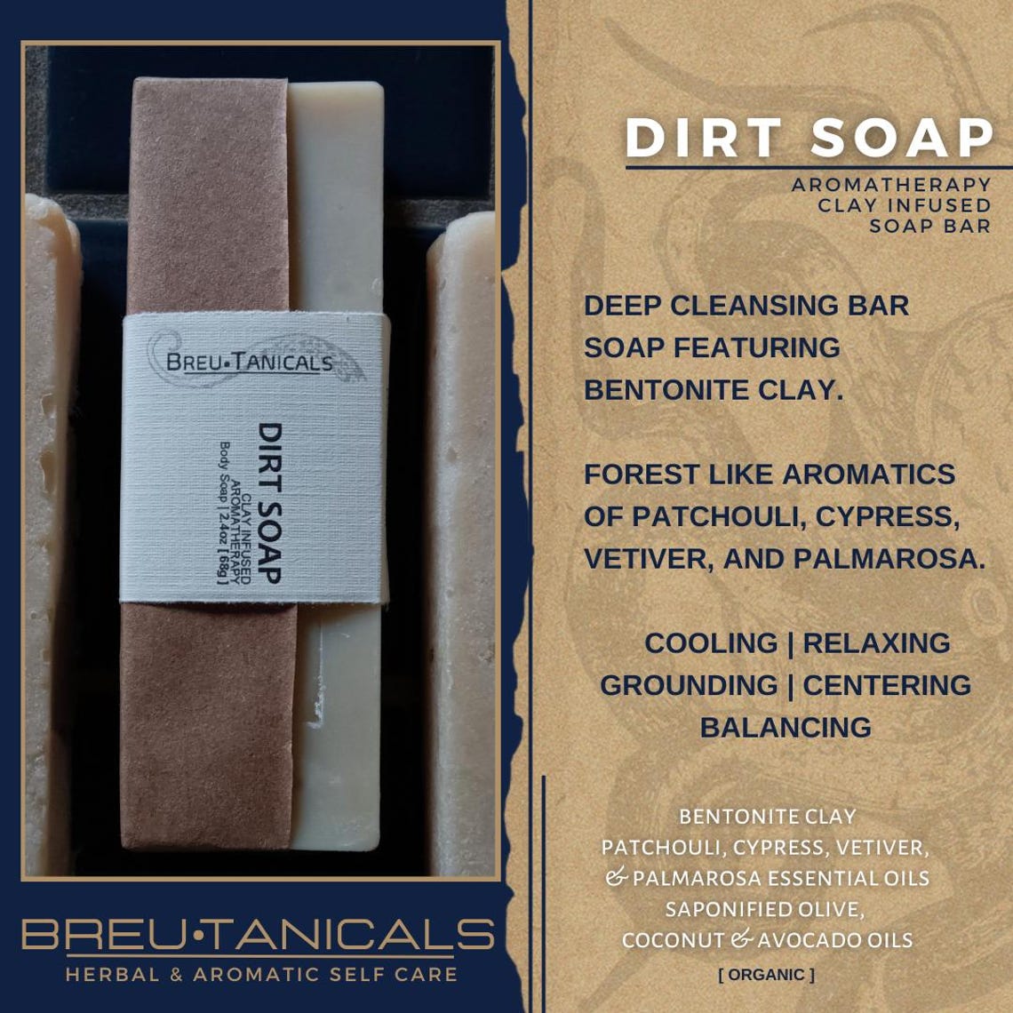 Dirt | Clay Bar Soap, Vegan, Small Batch, Nature Infused, Earthy, Clay ...