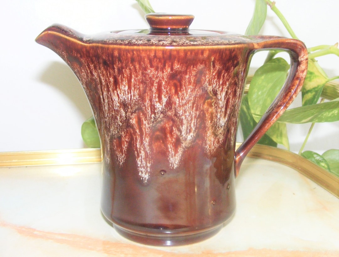 1970s Brown Drip Ware Retro Coffee Pot With Jug - Etsy