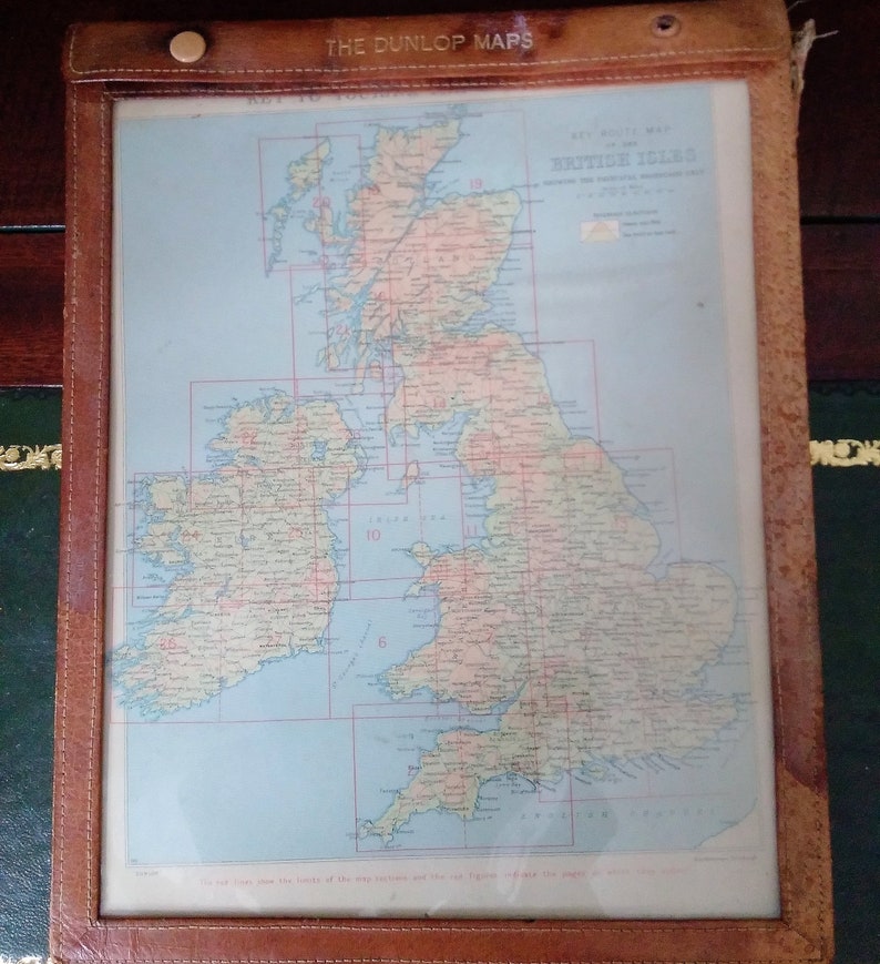 1960s the Dunlop Maps Touring Map, Key Route Map of the British Isles ...