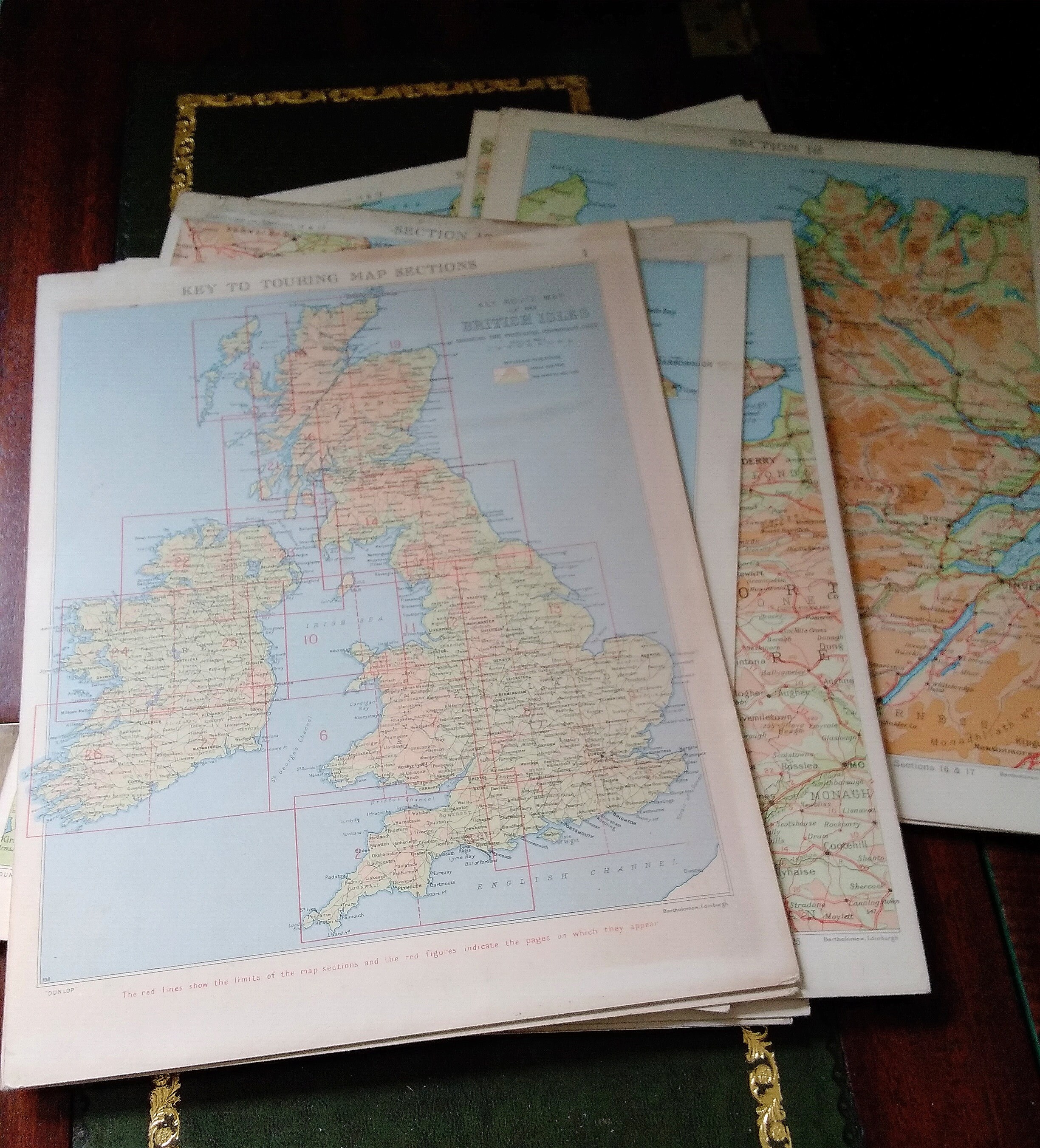 1960s the Dunlop Maps Touring Map, Key Route Map of the British Isles ...