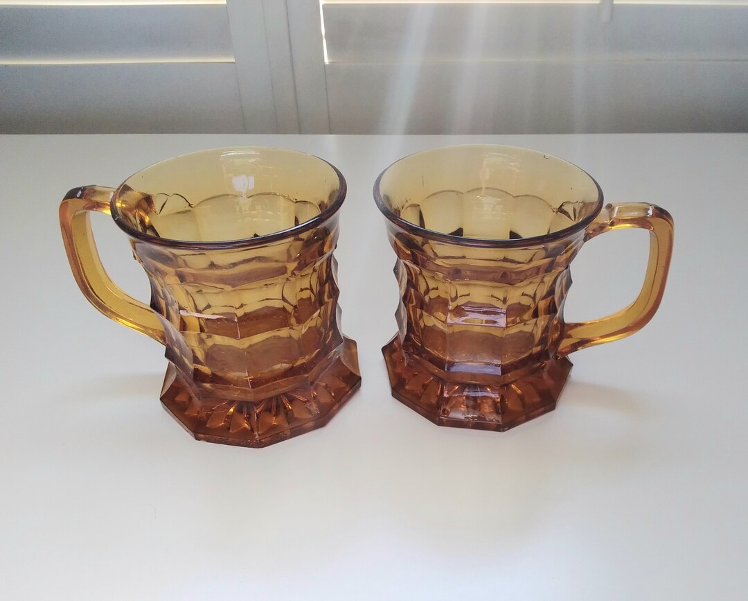 1950s Jacobean Amber Glass Beer Mugs - Etsy