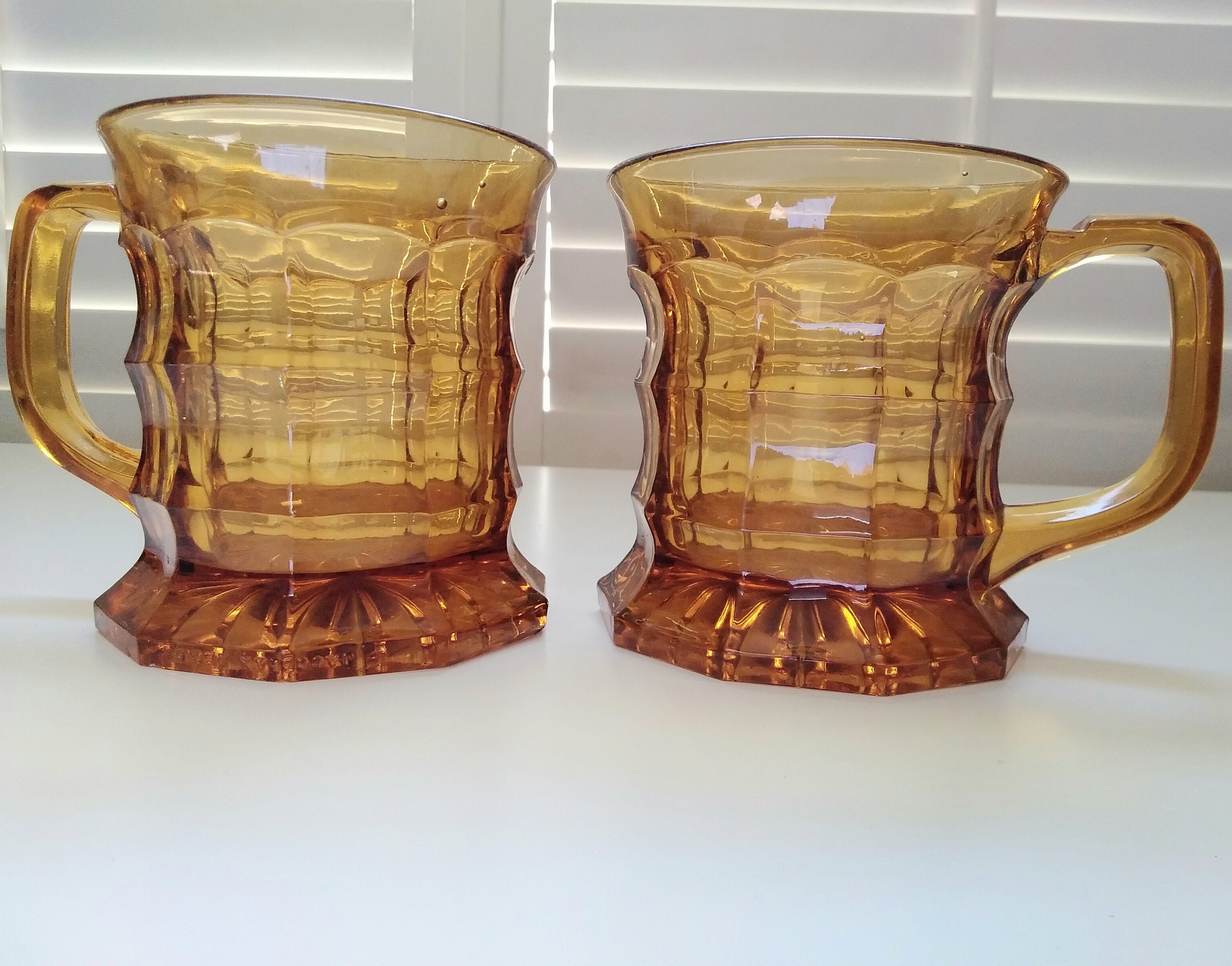 1950s Jacobean Amber Glass Beer Mugs - Etsy