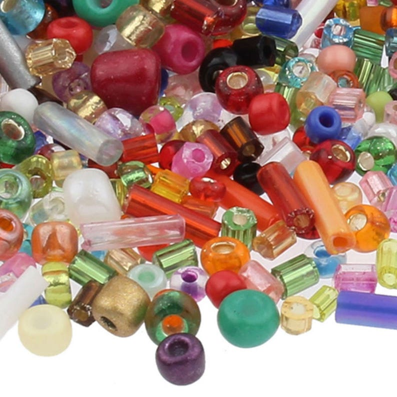 100g Glass Seed Beads Mix Silver Lined Opaque Bugle Mixed - Etsy UK