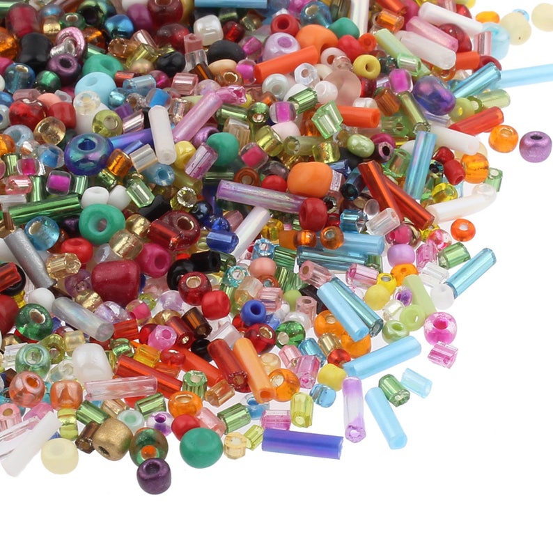 100g Glass Seed Beads Mix Silver Lined Opaque Bugle Mixed - Etsy UK