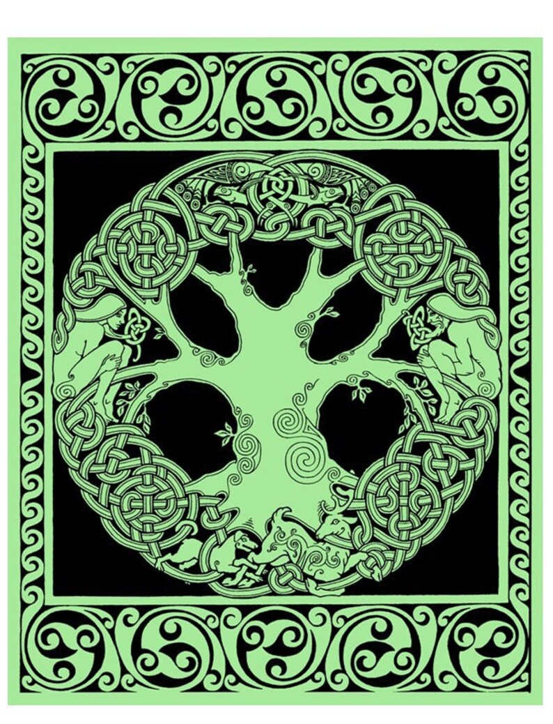 Celtic Scottish Tree of Life Tapestry Cotton Hemmed Panels | Etsy