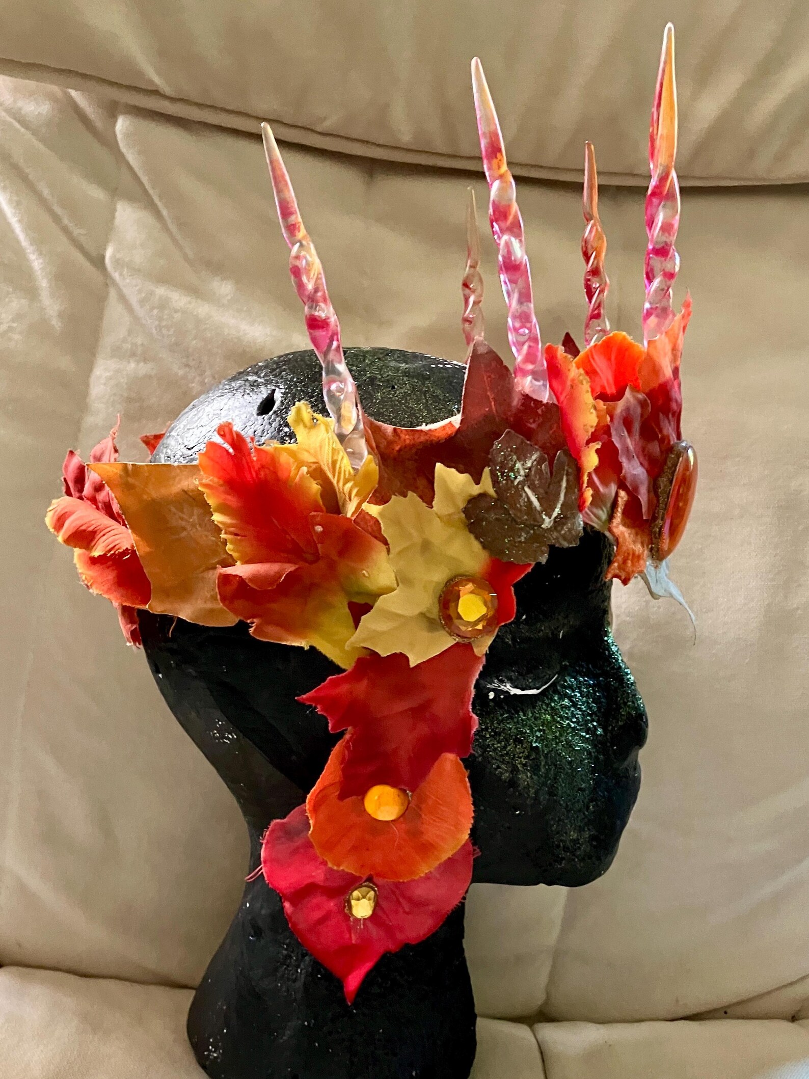 Fire Fairy Headdress, Autumn Leaves Crown, Burning Man Costume - Etsy