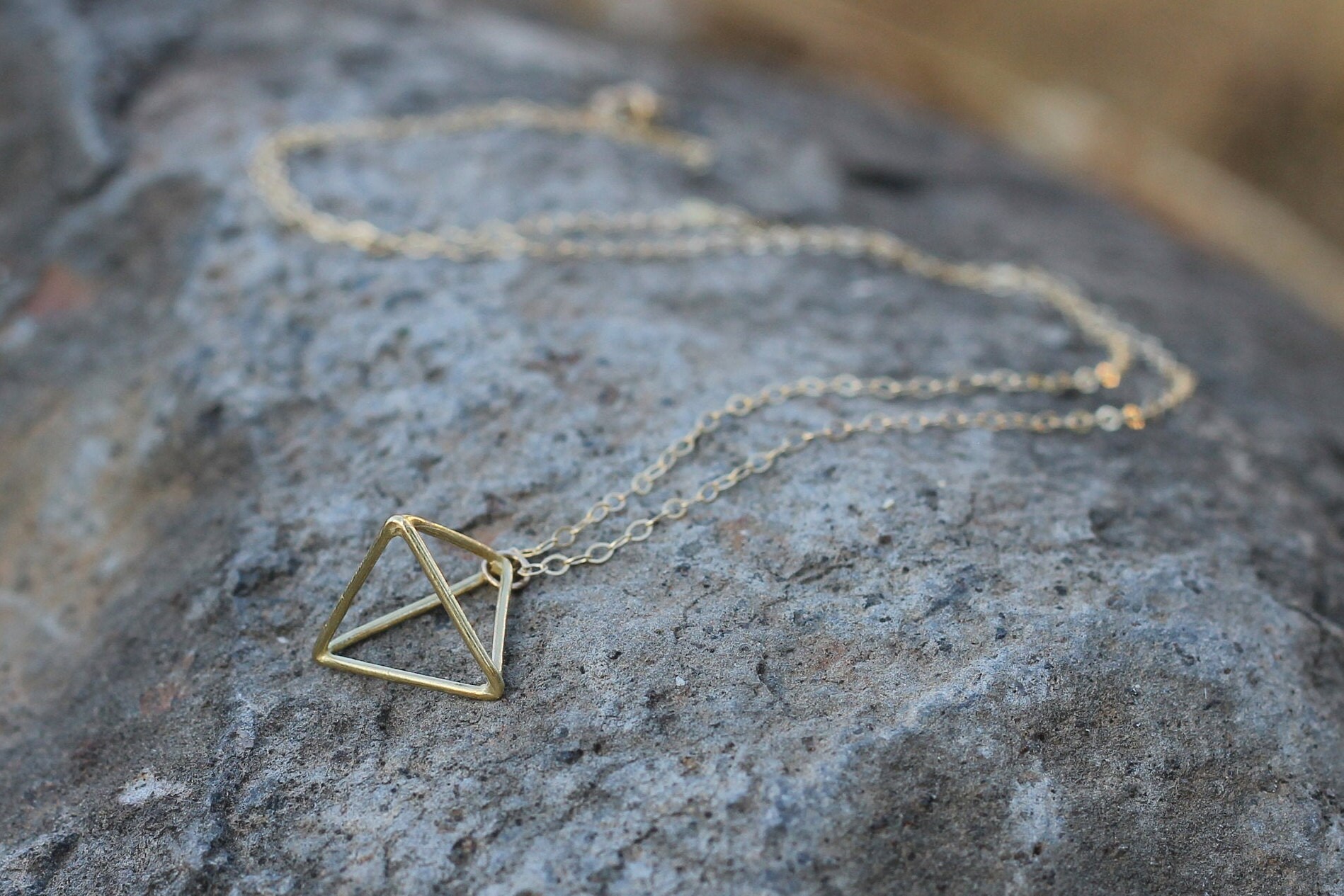 Long Geometric Necklace Triangle Necklace Sterling Silver | Etsy