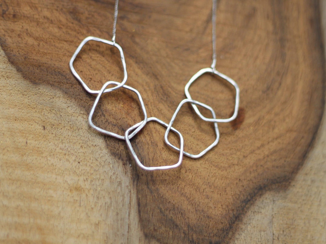 Handmade Silver Linked Rings Necklace: 50th Birthday Gift - Etsy